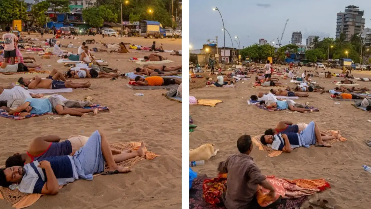 Mumbai Slum Families Sleep on Versova Beach to Beat Sweltering Heat and ...